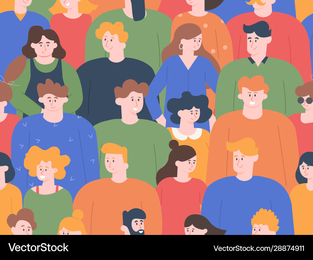 People crowd pattern group portraits Royalty Free Vector