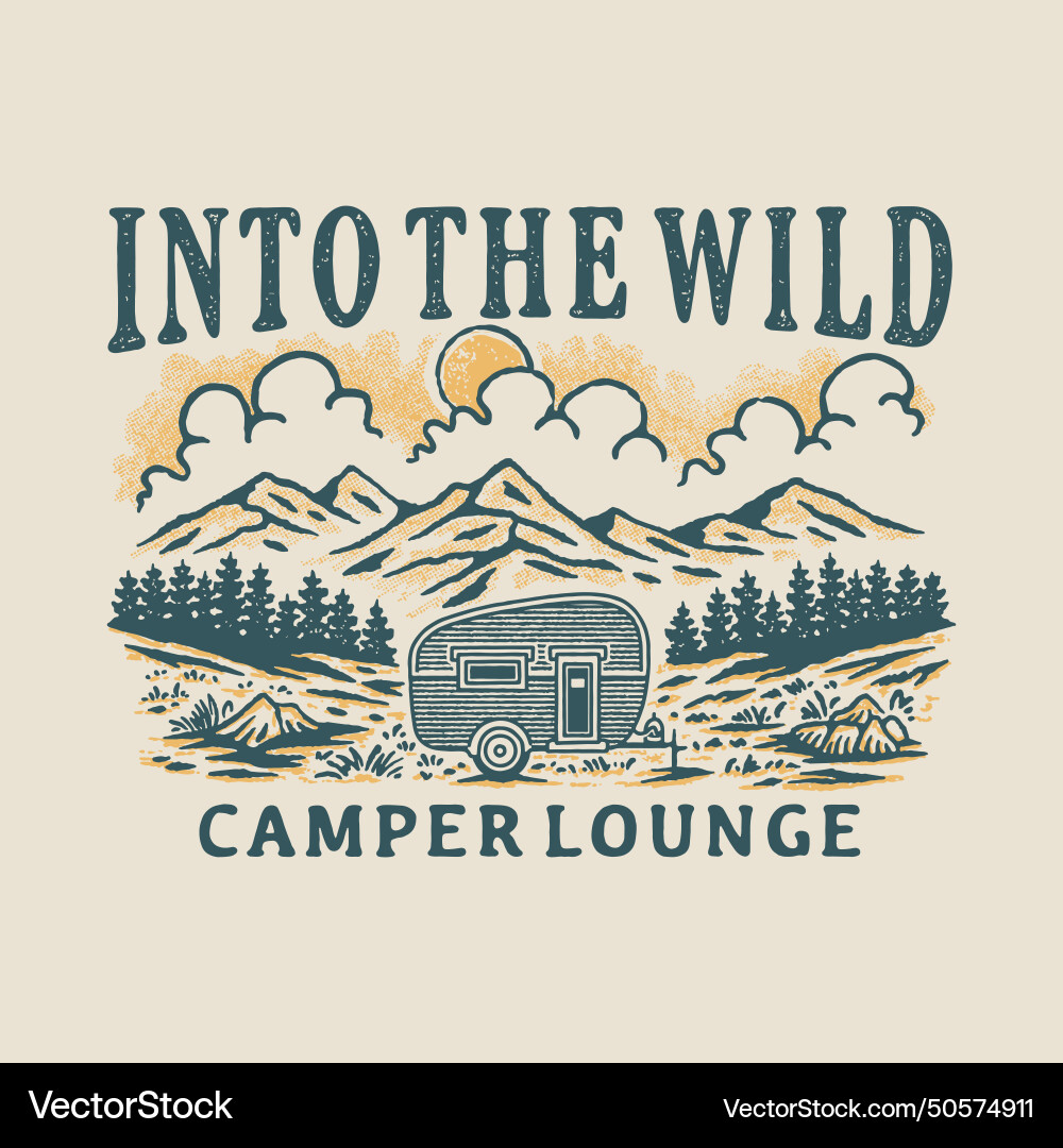 Retro Camper Van Adventure Royalty Free Vector Image