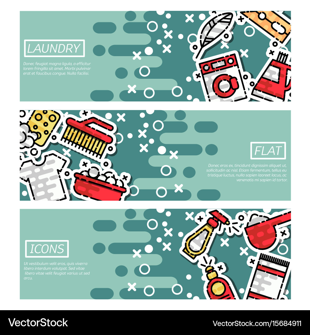 Set of horizontal banners about laundry Royalty Free Vector