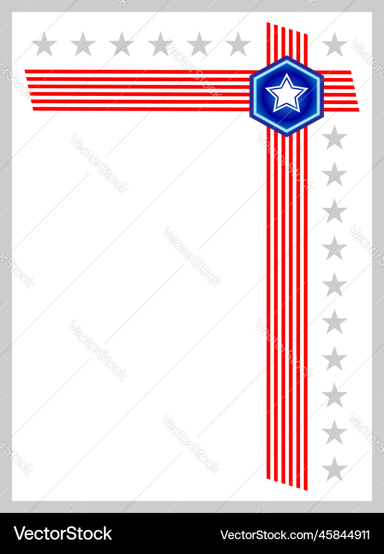 Usa flag symbols corner border Royalty Free Vector Image