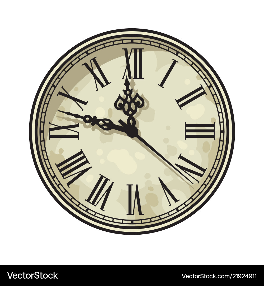 Vintage clock face with roman numerals Royalty Free Vector