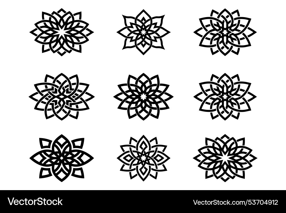 Complex geometric arabesque pattern set Royalty Free Vector