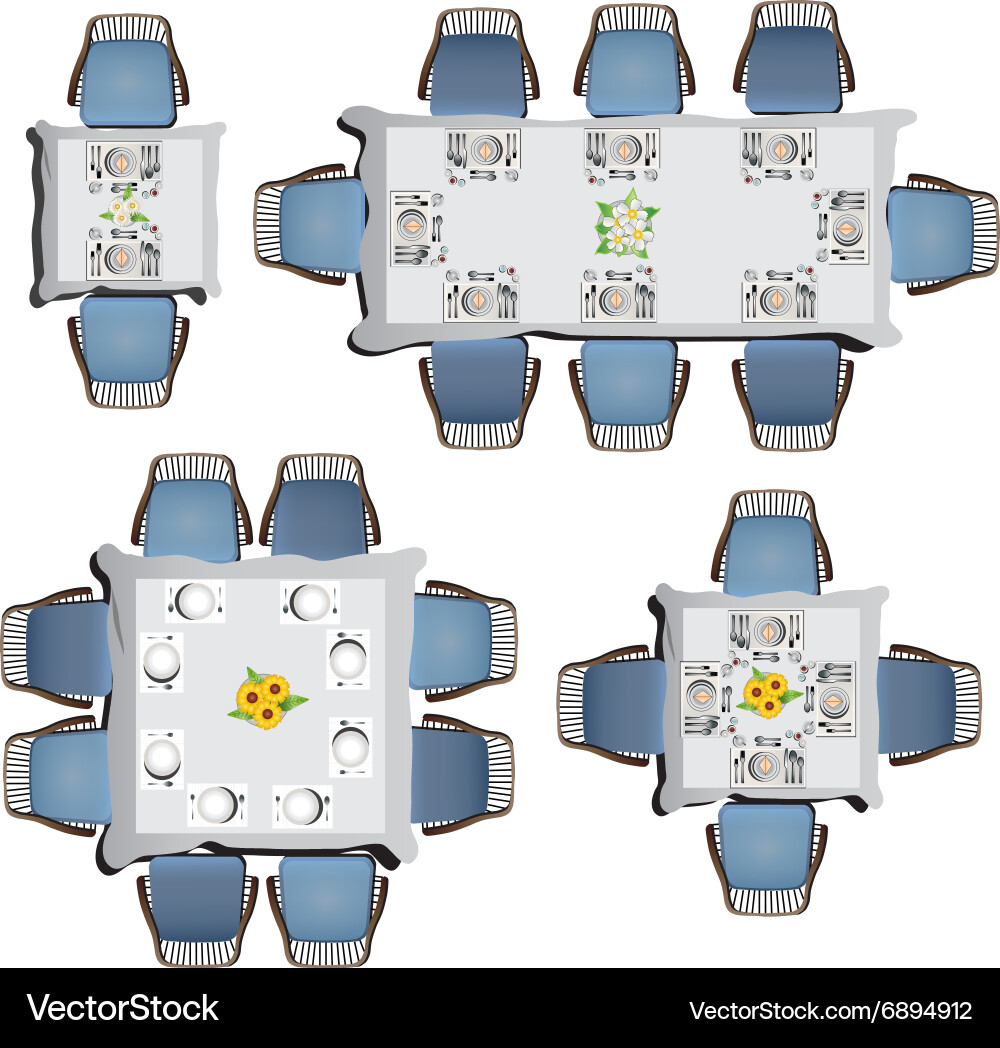 Dining furniture top view set 4 for interior Vector Image