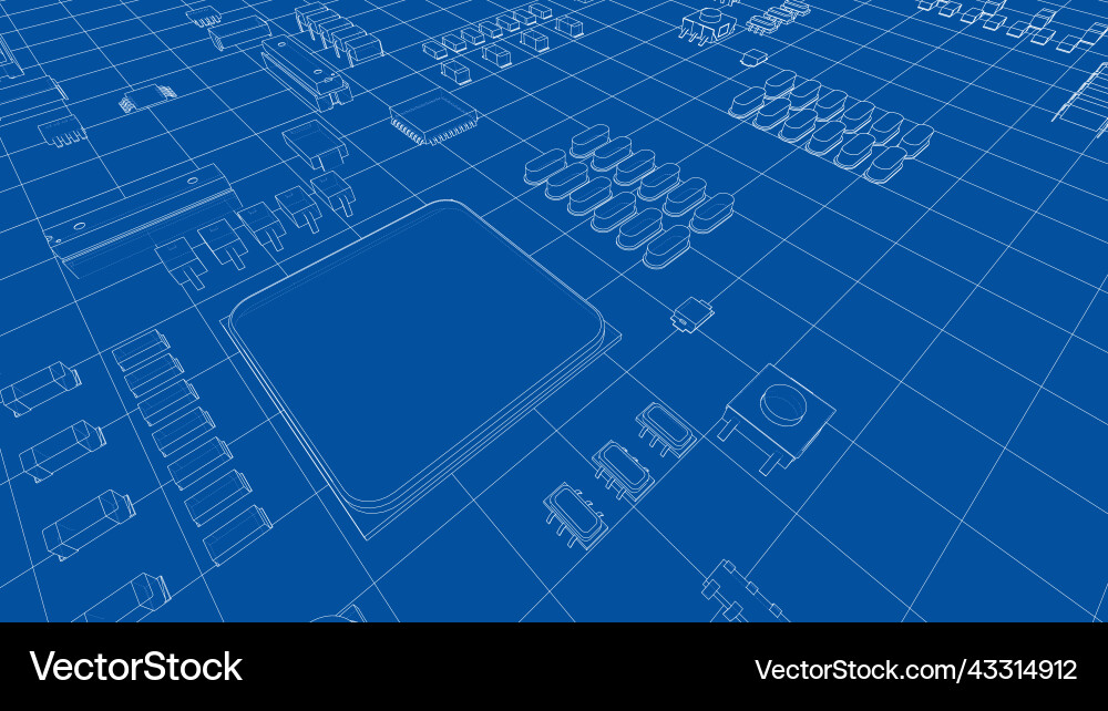 Electric circuit board various chips Royalty Free Vector
