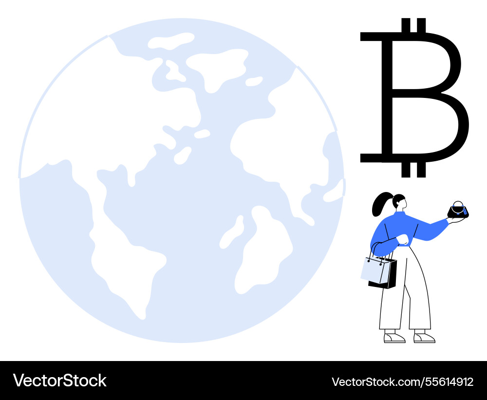 Global bitcoin adoption and e-commerce growth Vector Image