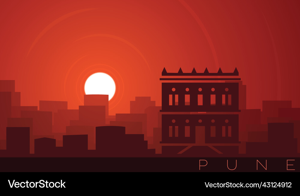 Pune low sun skyline scene Royalty Free Vector Image