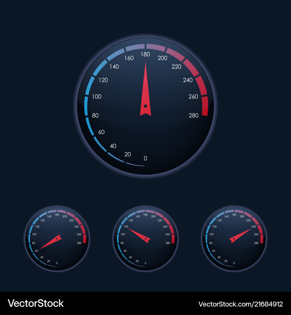 Realistic detailed 3d speedometer on a dark Vector Image