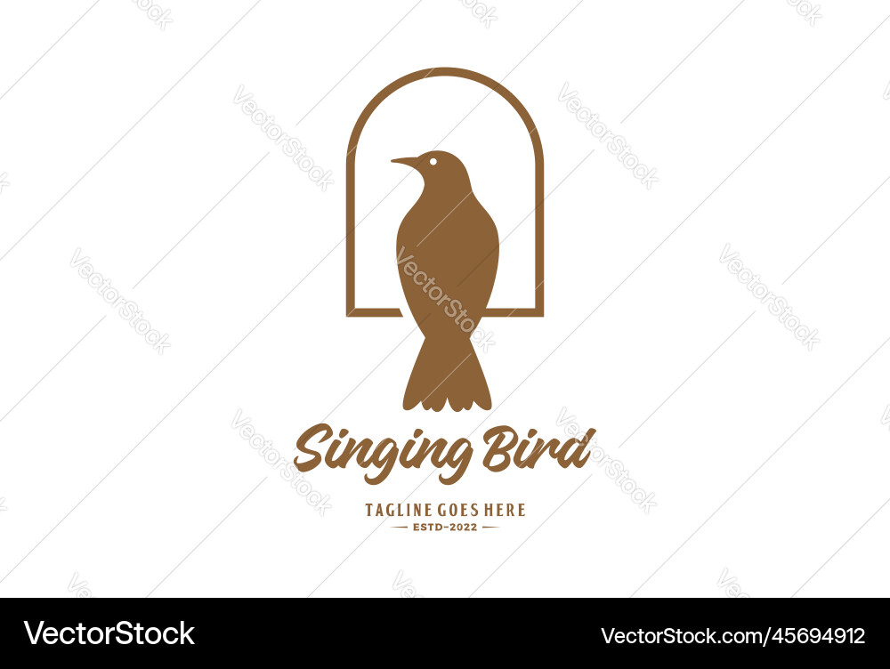 Simple minimalist singing dove robin canary Vector Image