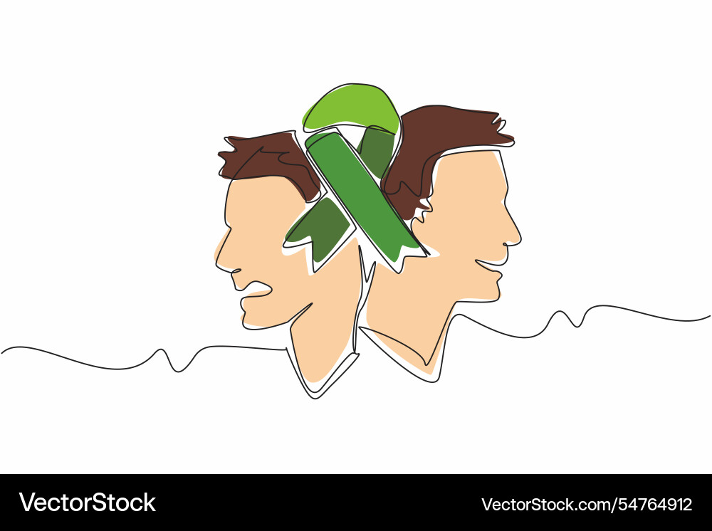 Single continuous line drawing green ribbon Vector Image