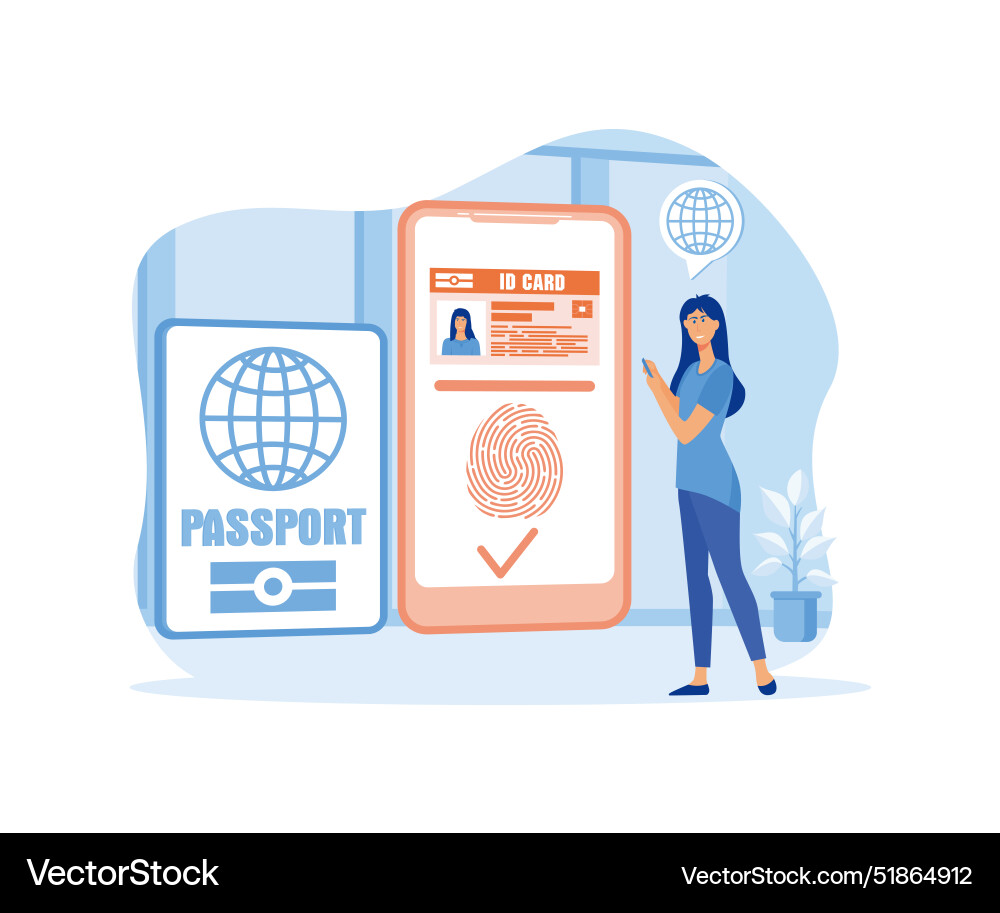 Smart id card biometric documents in smartphone Vector Image