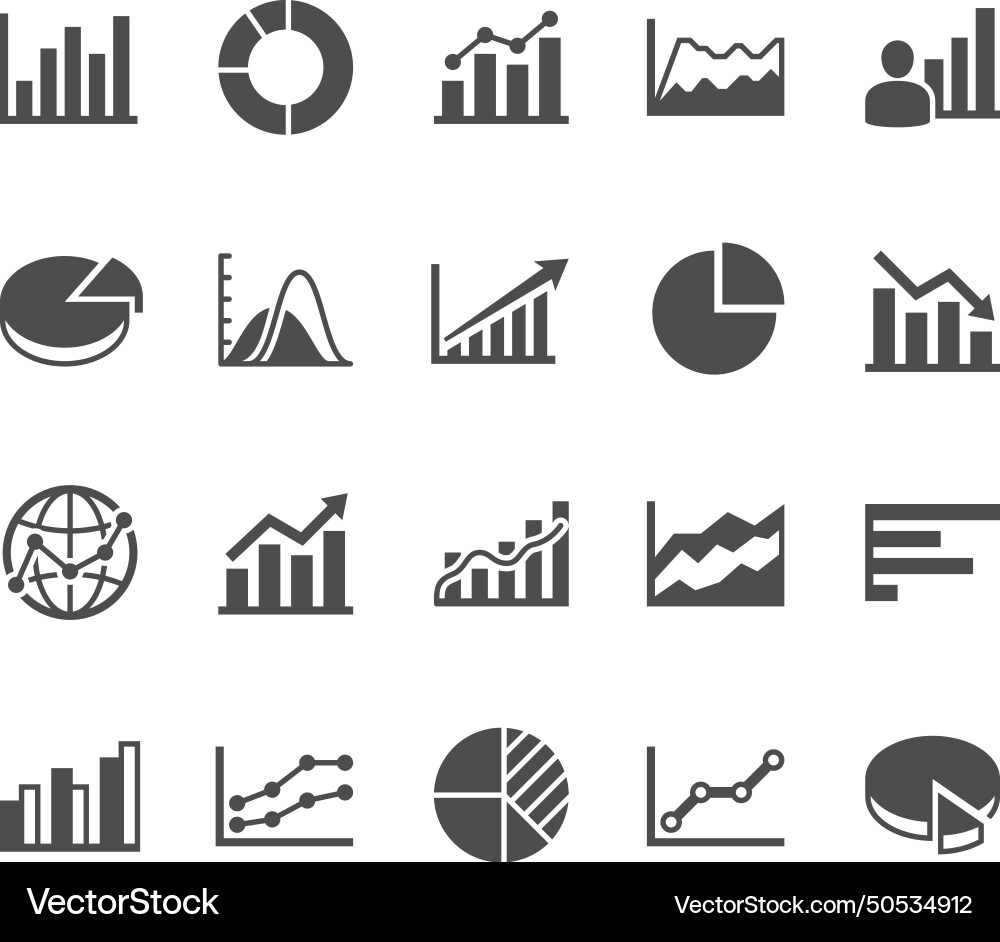 Statistics flat icons Royalty Free Vector Image