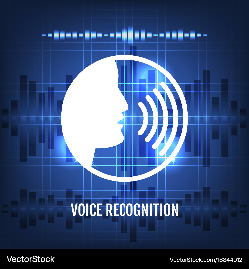Voice recognition tech icon Royalty Free Vector Image