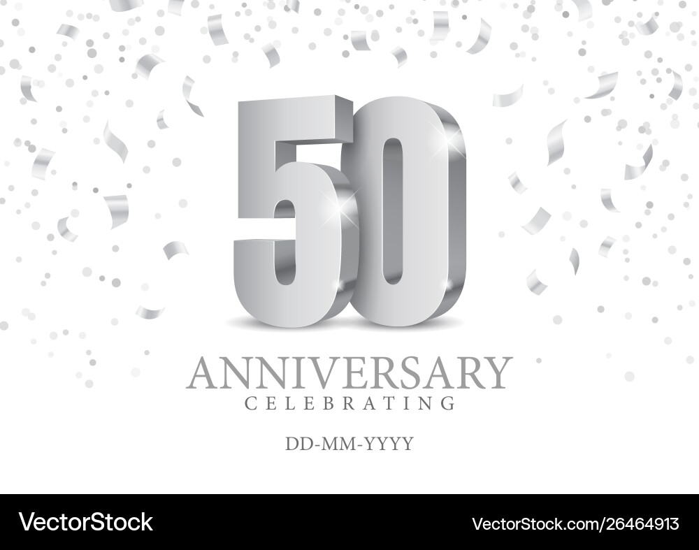 Anniversary 50 silver 3d numbers Royalty Free Vector Image
