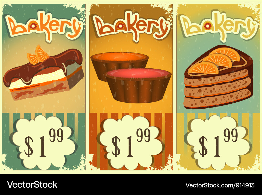 Cake price tags vintage Royalty Free Vector Image