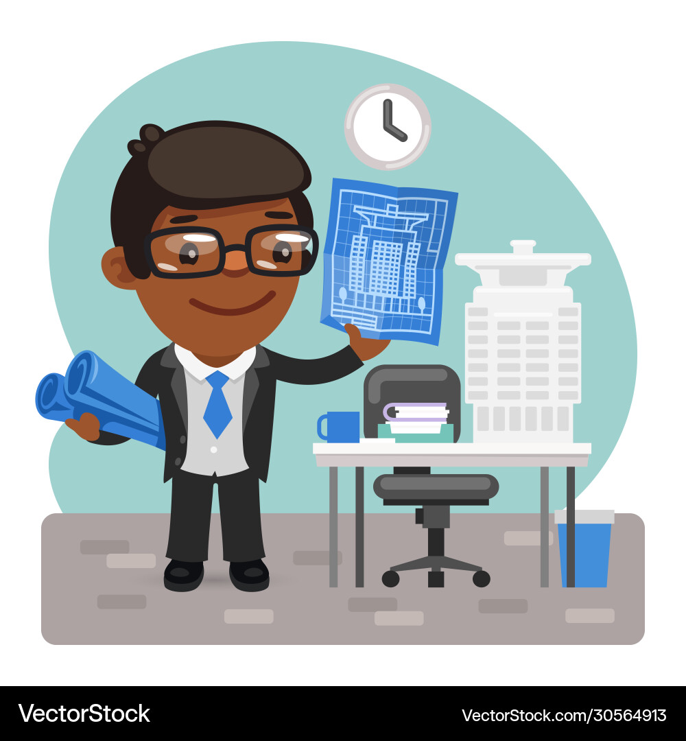 Cartoon architect in office Royalty Free Vector Image