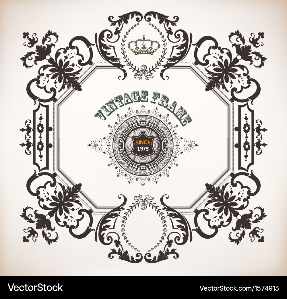 Floral frame with heraldic and design elements bar