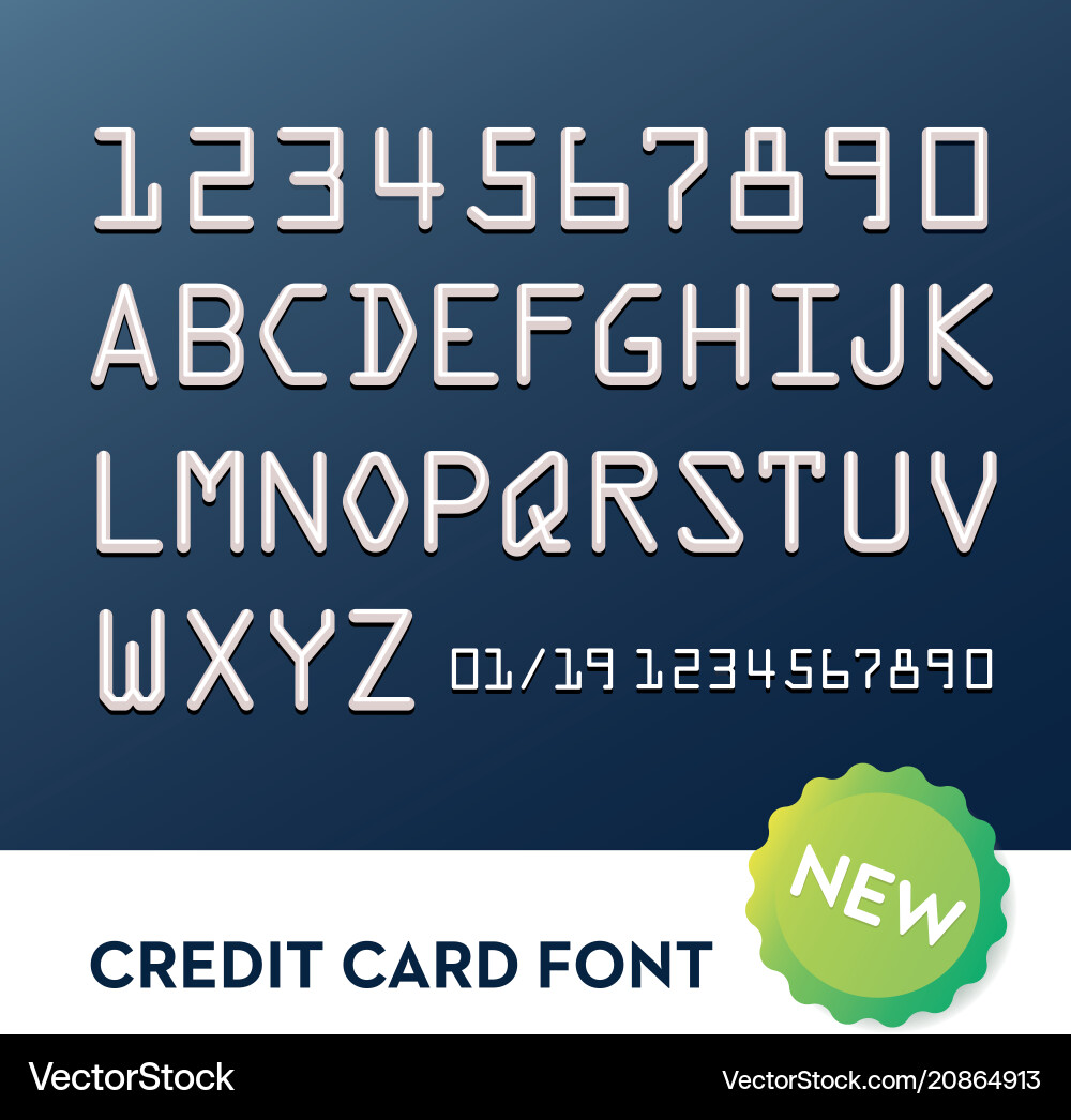 Font for credit cards Royalty Free Vector Image