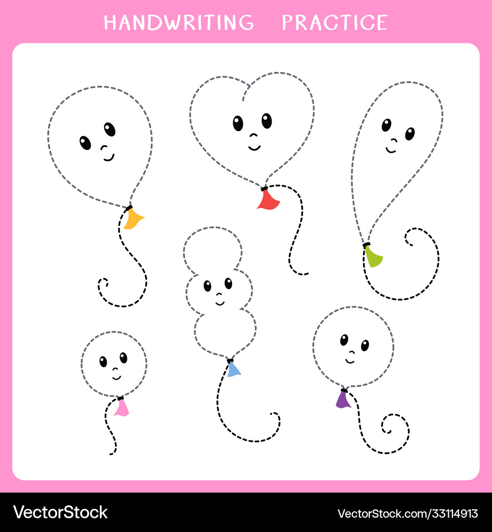 Handwriting practice sheet Royalty Free Vector Image