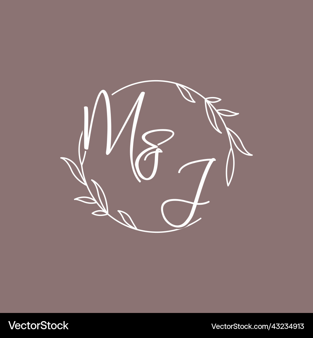 Mj wedding initials monogram logo ideas Royalty Free Vector