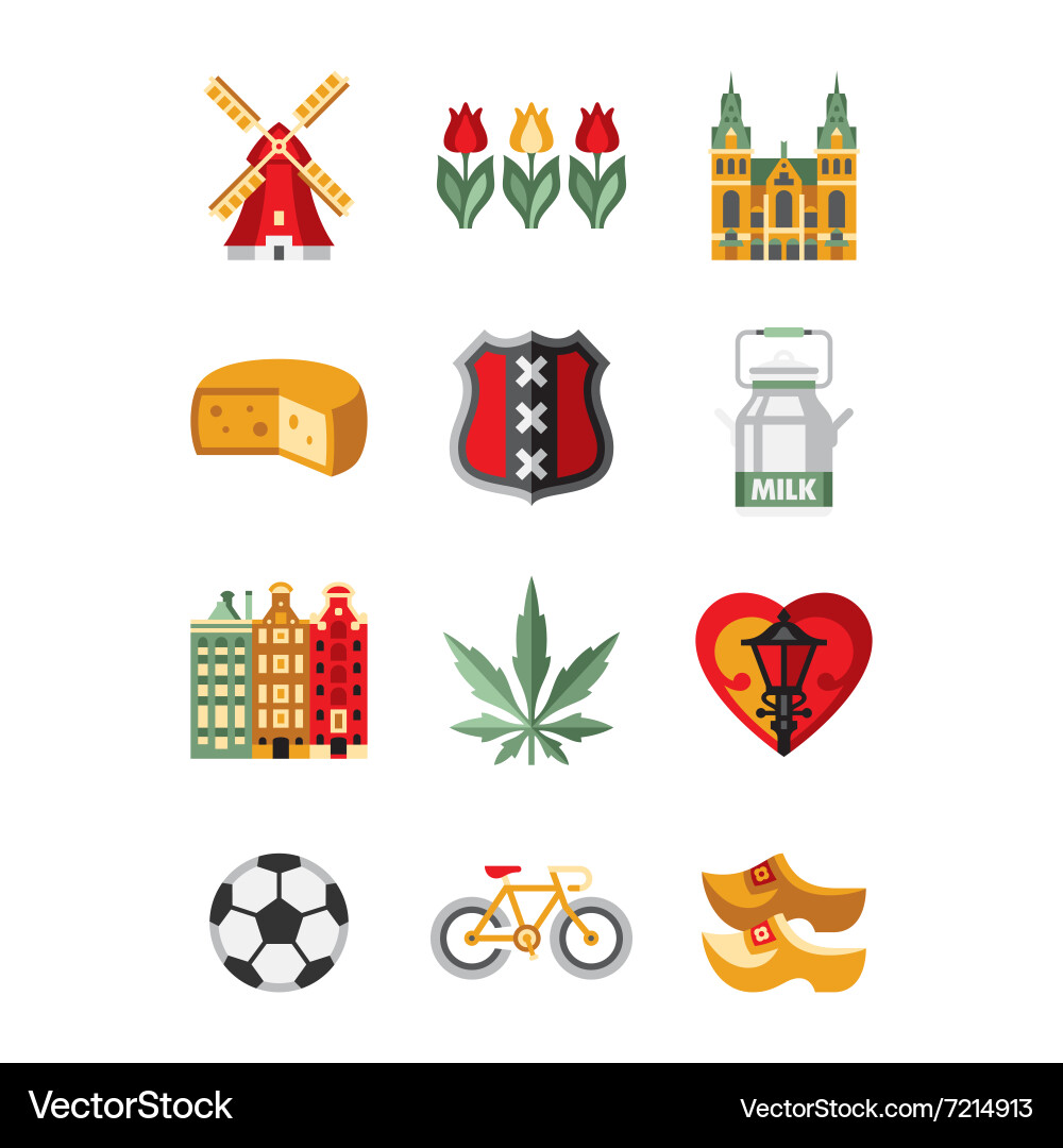 Niederlande Symbole und Wahrzeichen Lizenzfreier Vektor