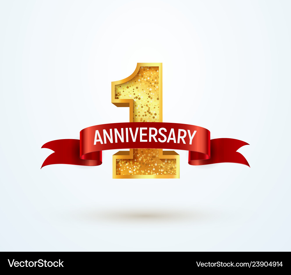 1 year anniversary isolated design element Vector Image