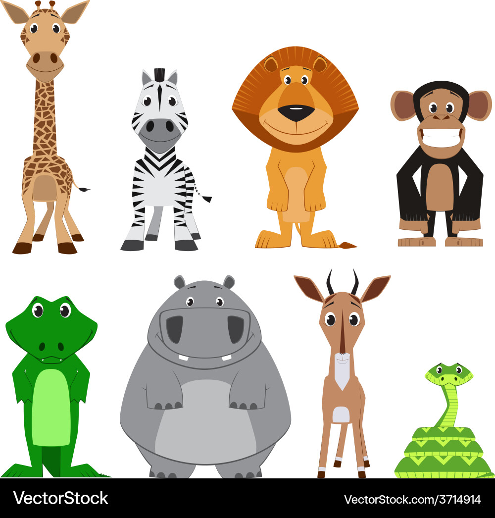 Colorful Animal Cartoon Collection Royalty Free Vector Image
