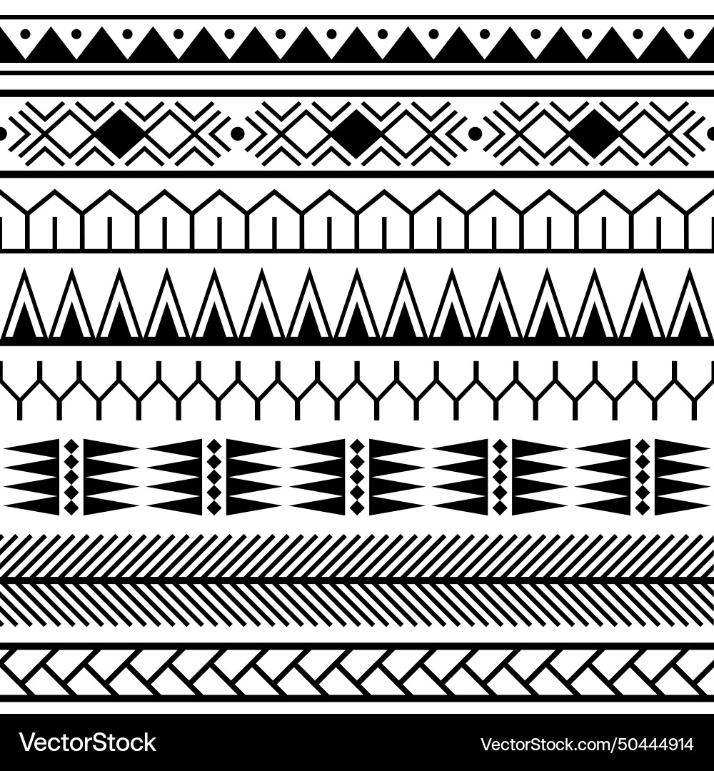 Set of ethnic seamless pattern in maori Royalty Free Vector