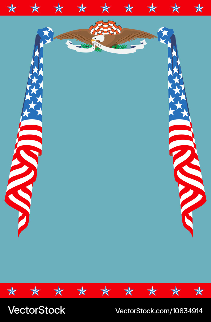 Us flag and eagle patriotic border template Vector Image