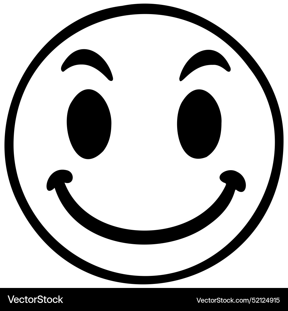 Cartoon smiley face drawing line head line art Vector Image