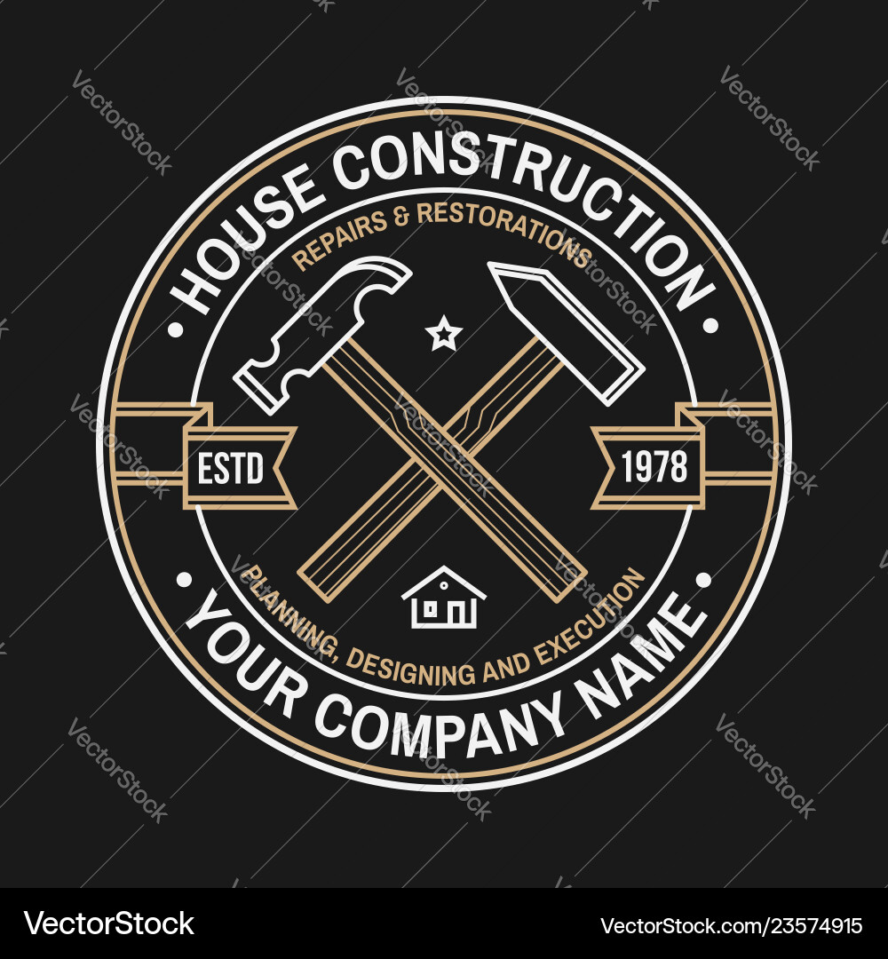 Construction Company Badge & Logo Royalty Free Vector