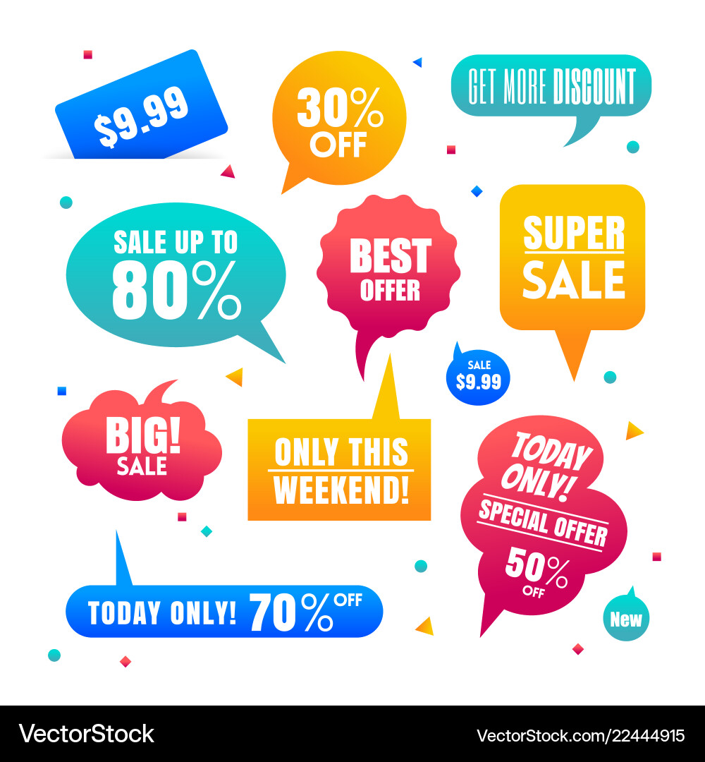 Gradient sales speech bubbles labels collection Vector Image