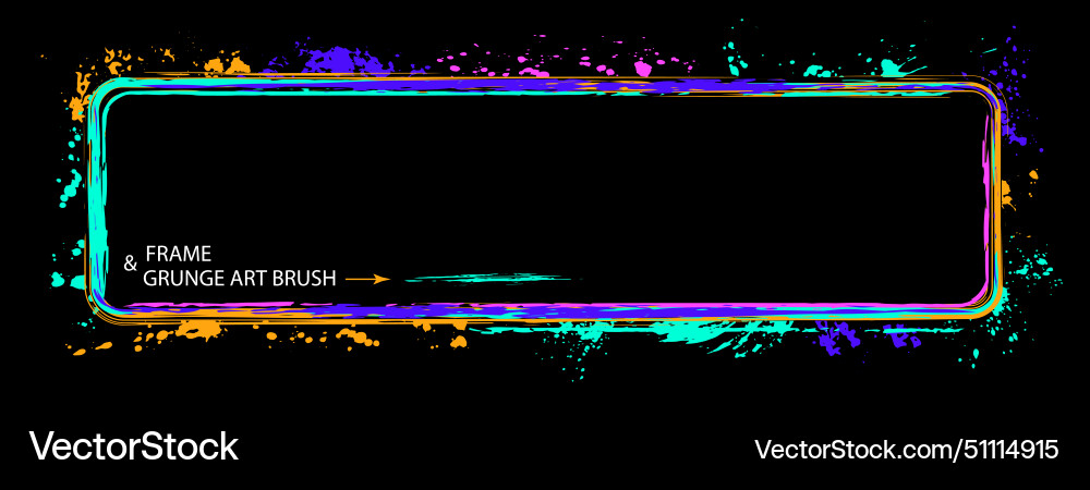 Horizontal rectangular frame grunge art brush Vector Image