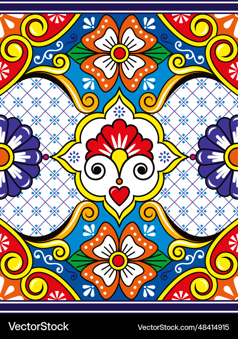Mexican talavera pottery seamless pattern Vector Image