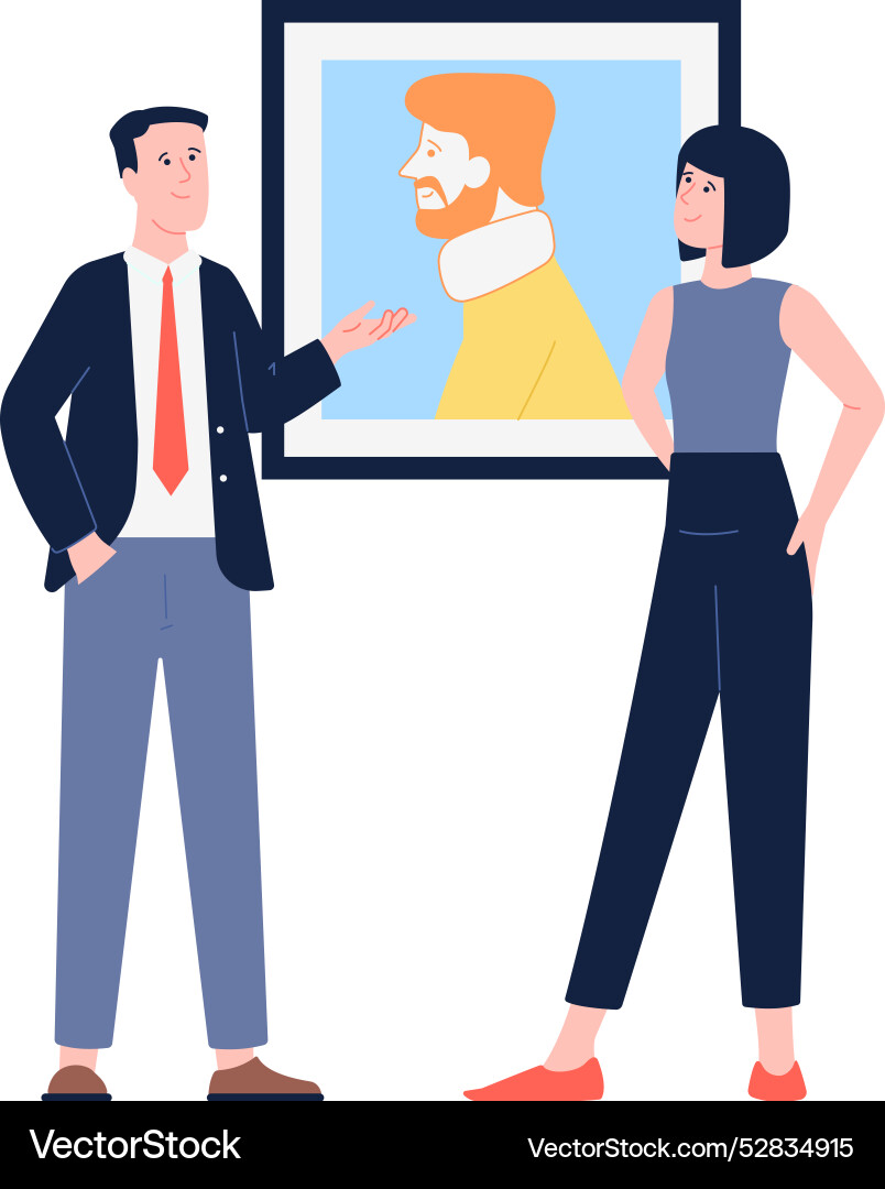 People talking in art gallery cultural Royalty Free Vector