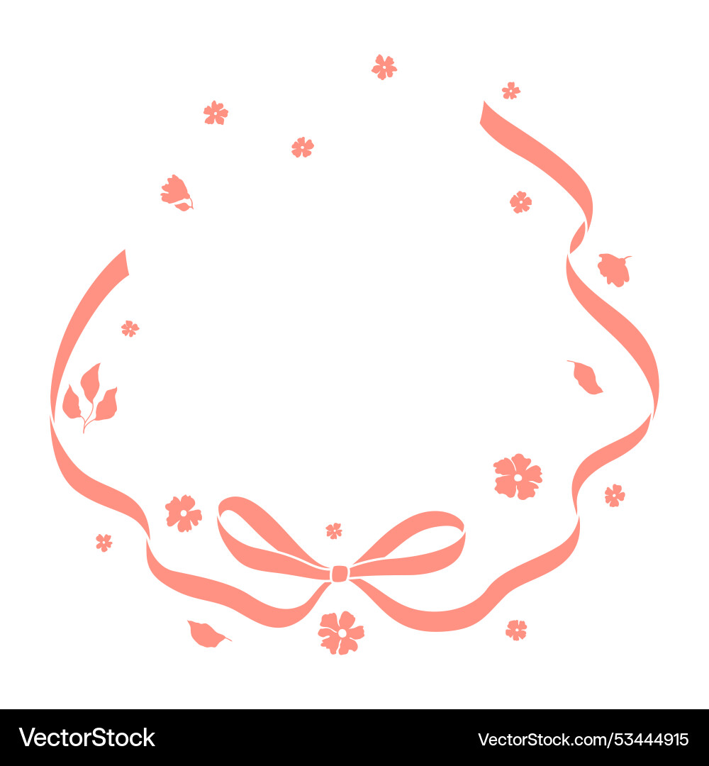 Ribbon with bow and flowers beautiful decorative Vector Image