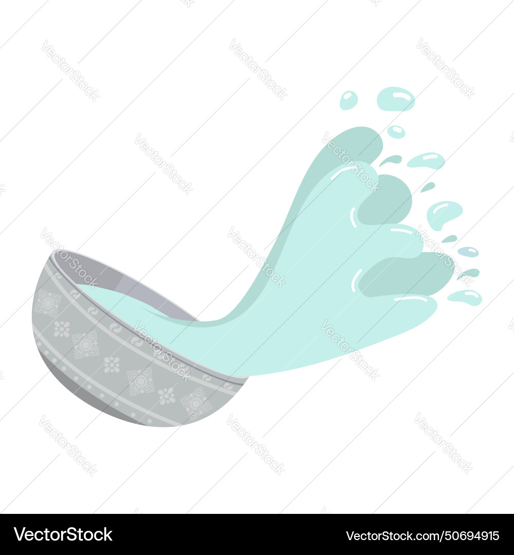 Silver bowl with splash water flat Royalty Free Vector Image