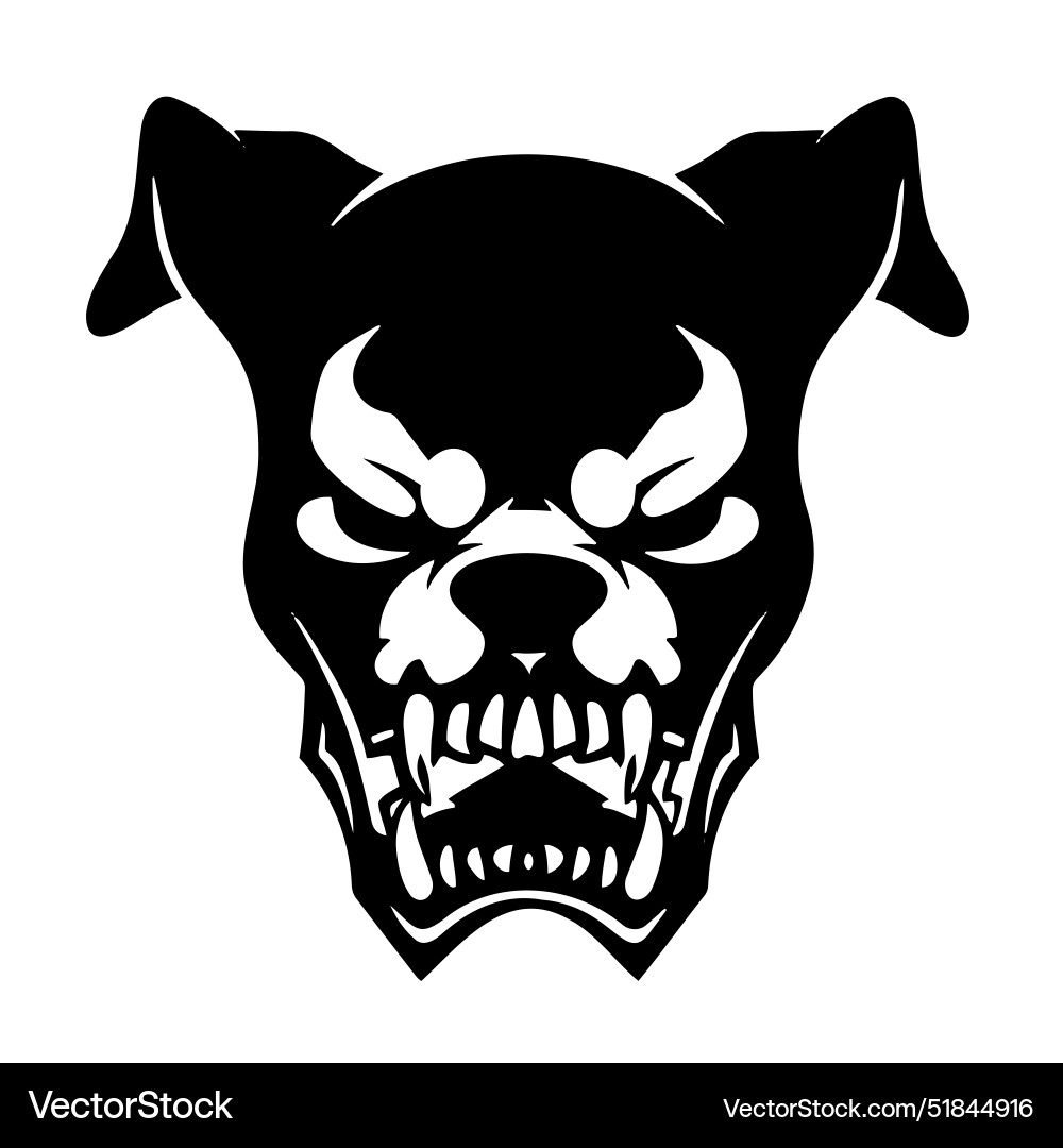 Ferocious dog head black and white Royalty Free Vector Image