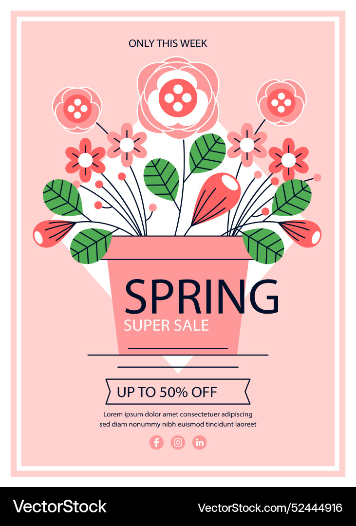 Flat design spring sale flyer template Royalty Free Vector