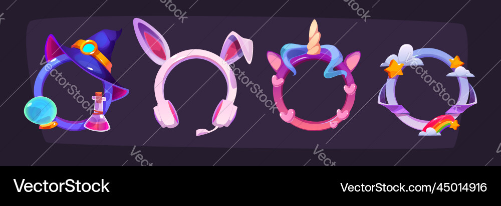 Game avatar templates with fantasy frames Vector Image