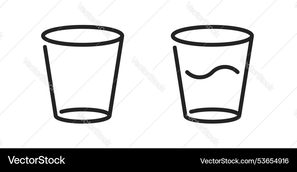 Glass water icon full empty line stroke outline Vector Image