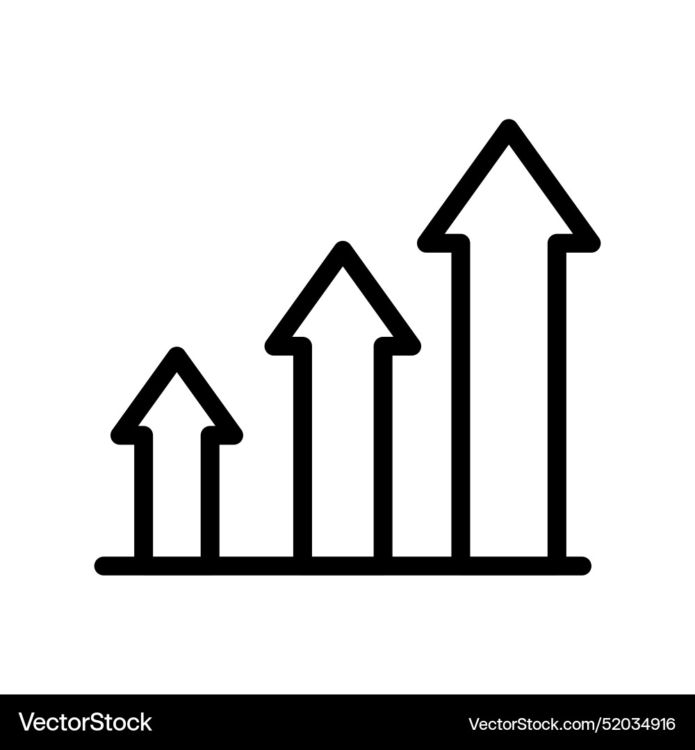 Growth arrow bars linear logo mark in black Vector Image