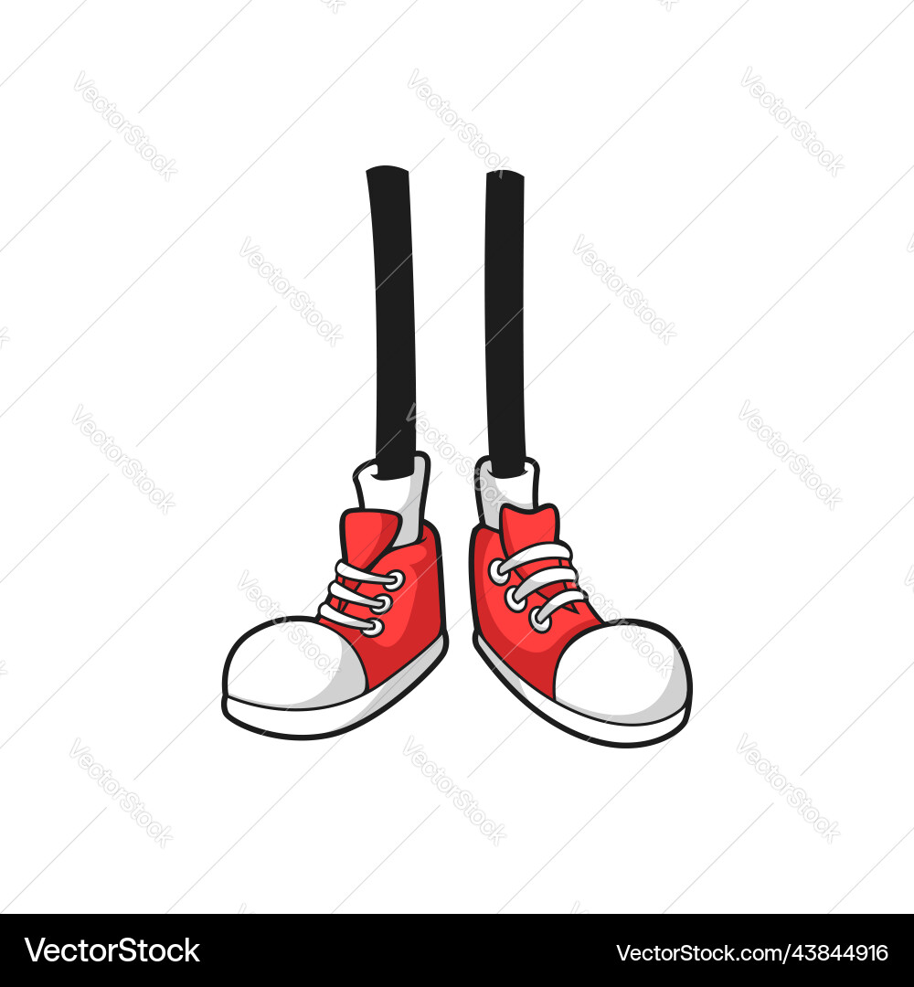 Human legs comic limbs in red training sneakers Vector Image