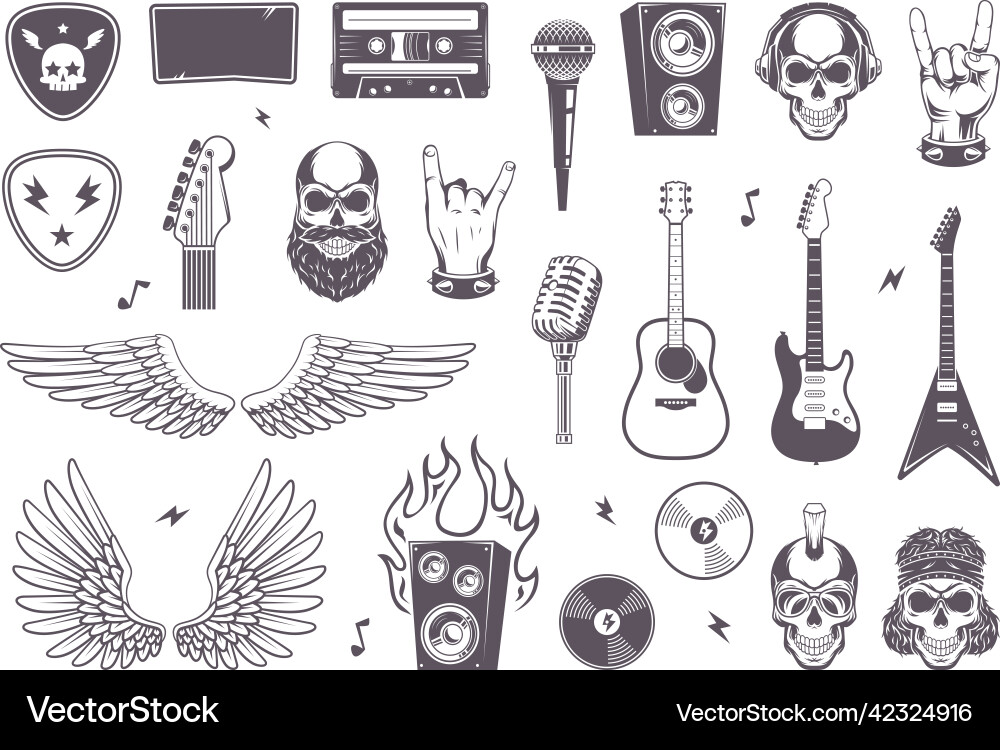 Rock emblem aggressive music badges with place Vector Image
