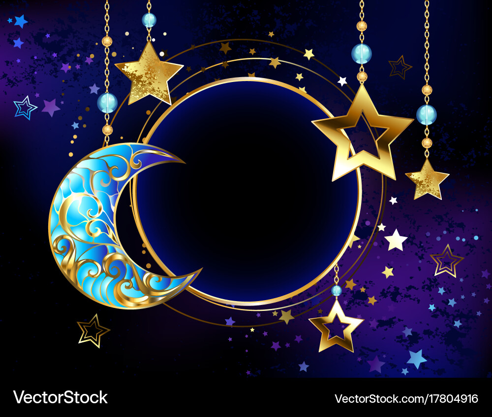 Round banner with jewelry crescent moon Royalty Free Vector