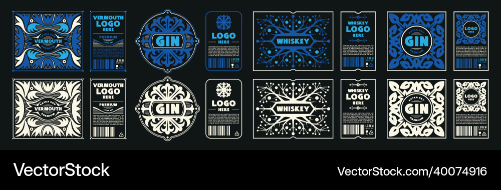 Set of templates decorative label for gin Vector Image