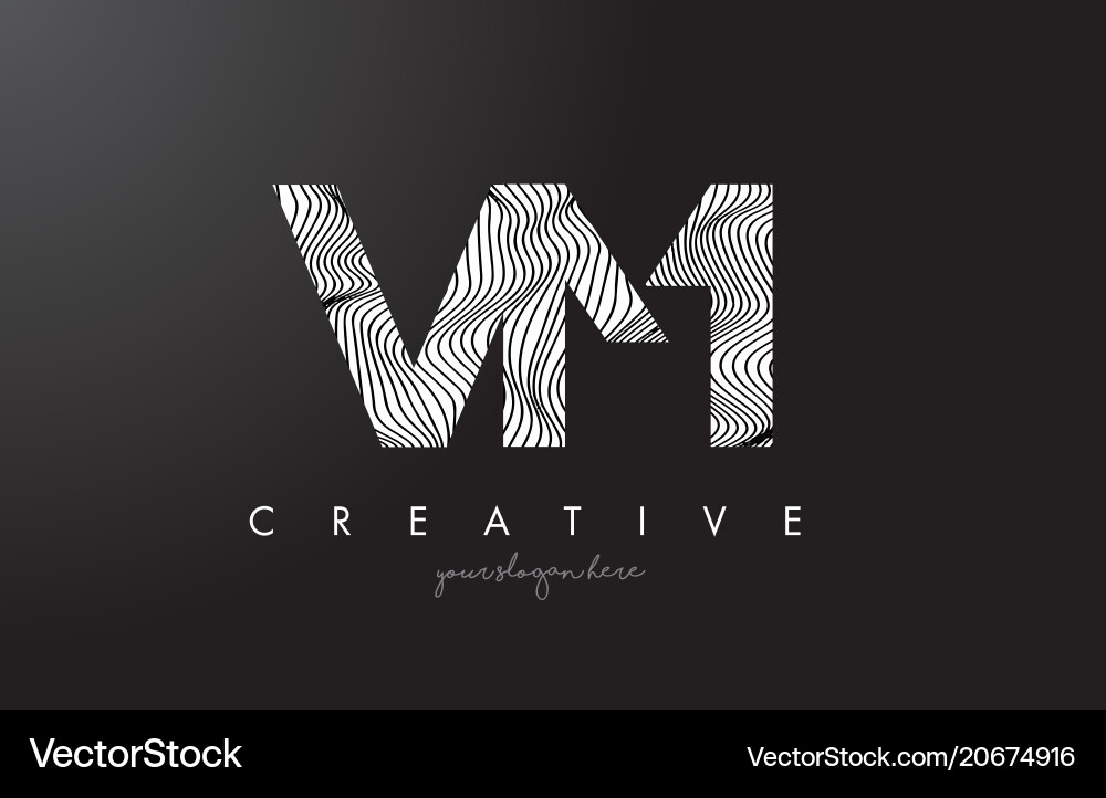 Vm v m letter logo with zebra lines texture Vector Image