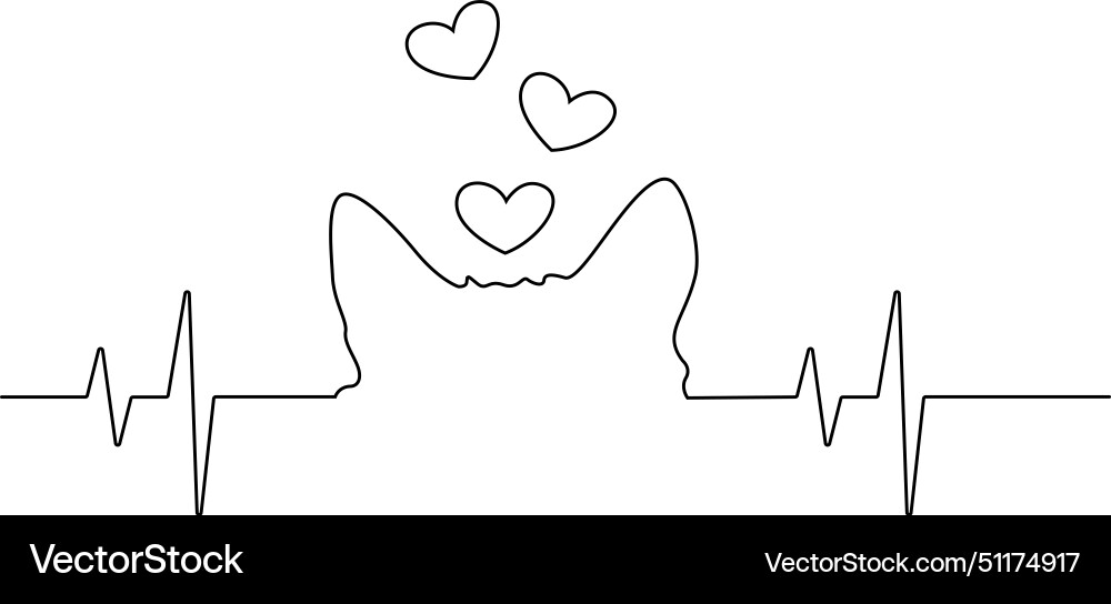 Cat ears and pulse love for cats Royalty Free Vector Image