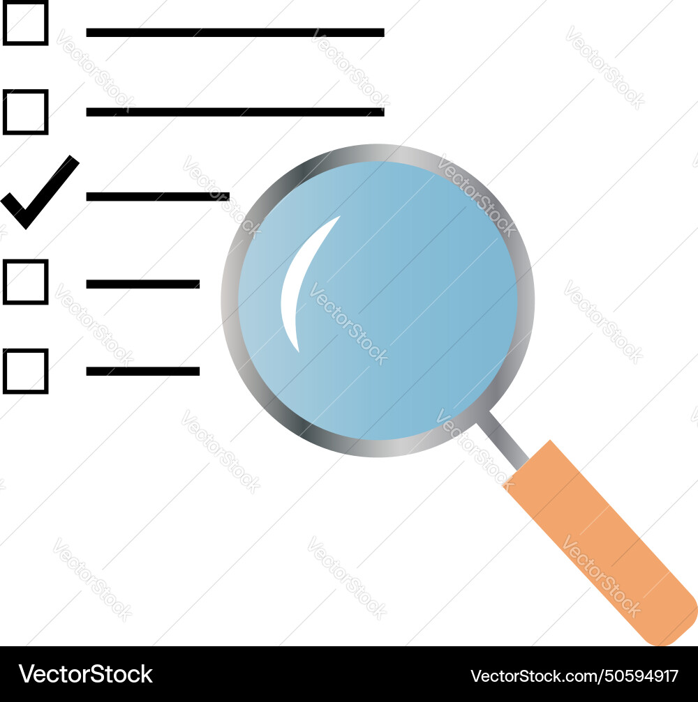 Checkmark magnifying glass Royalty Free Vector Image