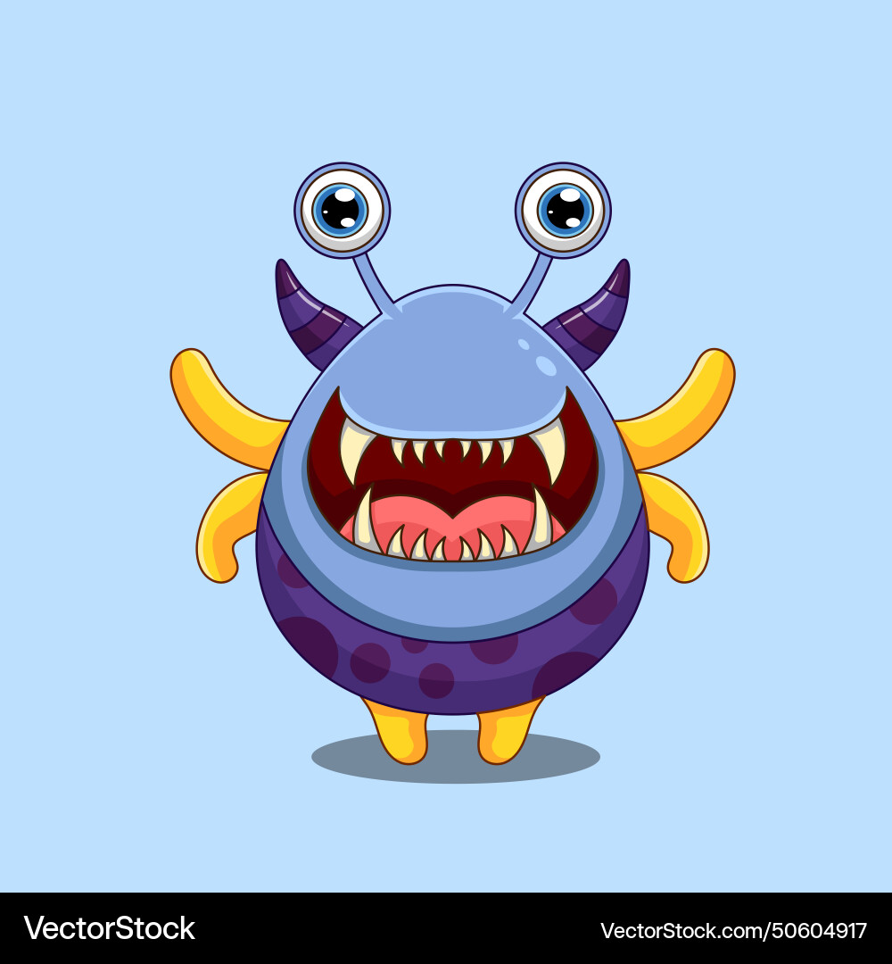 Cute blue monster smiling Royalty Free Vector Image