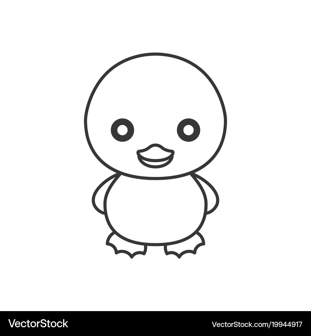 Cute Cartoon Gummi Ente Umriss Symbol Lizenzfreier Vektor